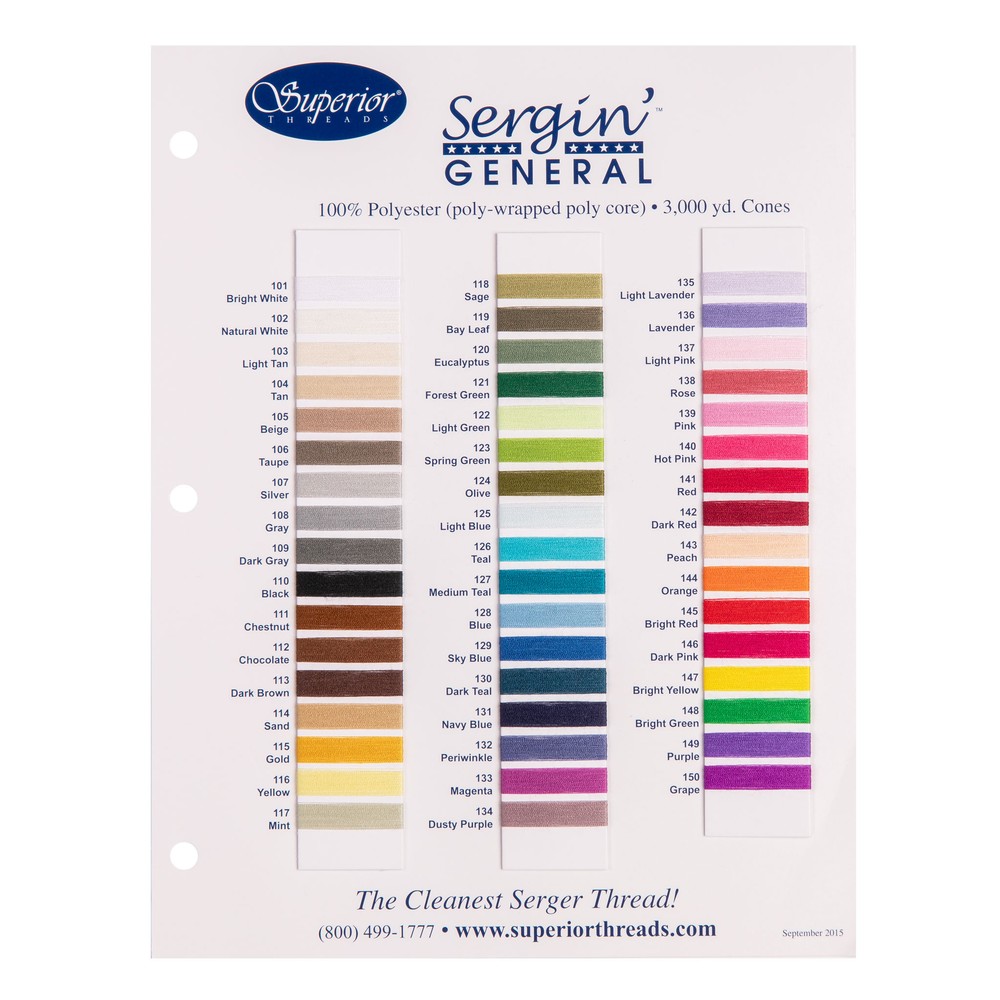 Sergin’ General Polyester – Color Card