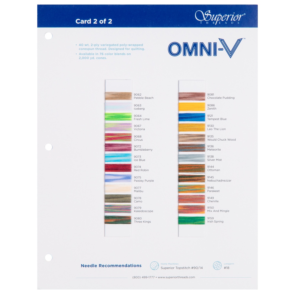 OMNI-V Color Card 2 for Polyester Threads
