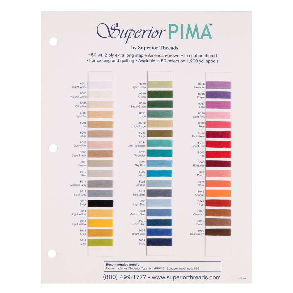 PIMA Cotton - Superior PIMA Color Card | SuperiorThreads.com